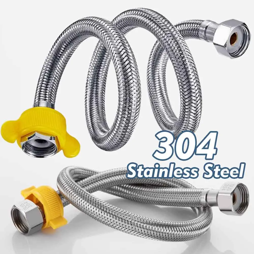 1/2" 20mm 304 Stainless Steel Water Faucet Inlet Braided Hose Kitchen ...