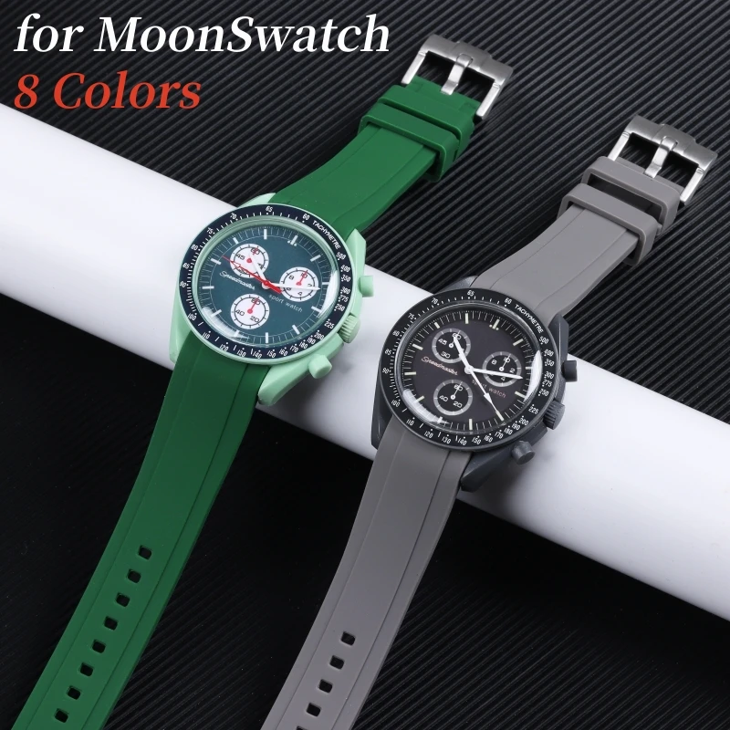 Rubber Strap for Omega X Swatch Moonswatch 20mm Curved Rubber Watch ...
