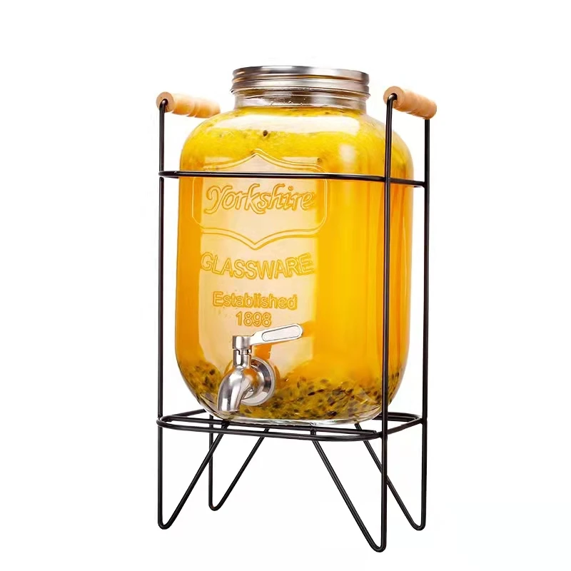 4l Glass Mason Jar Party Juice Dispenser Glass Drink Beverage Dispenser ...