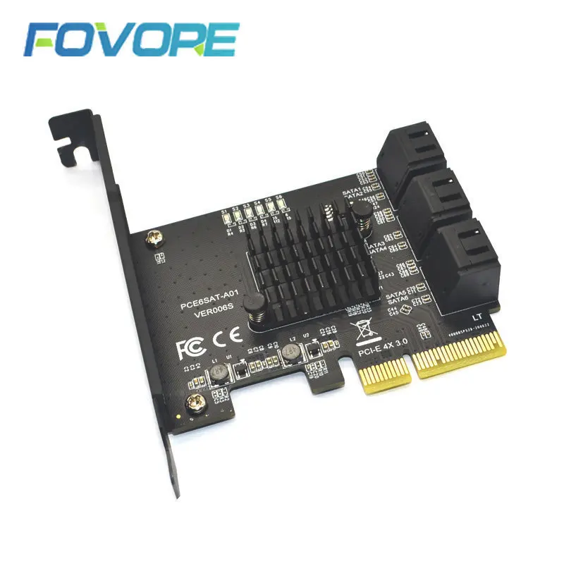 HDD ASMedia ASM1166 용 SATA PCI e 어댑터, SATA 3.0-PCI Express x4 확장 카드, SATA 3.0 PCIe PCI-e SATA ...