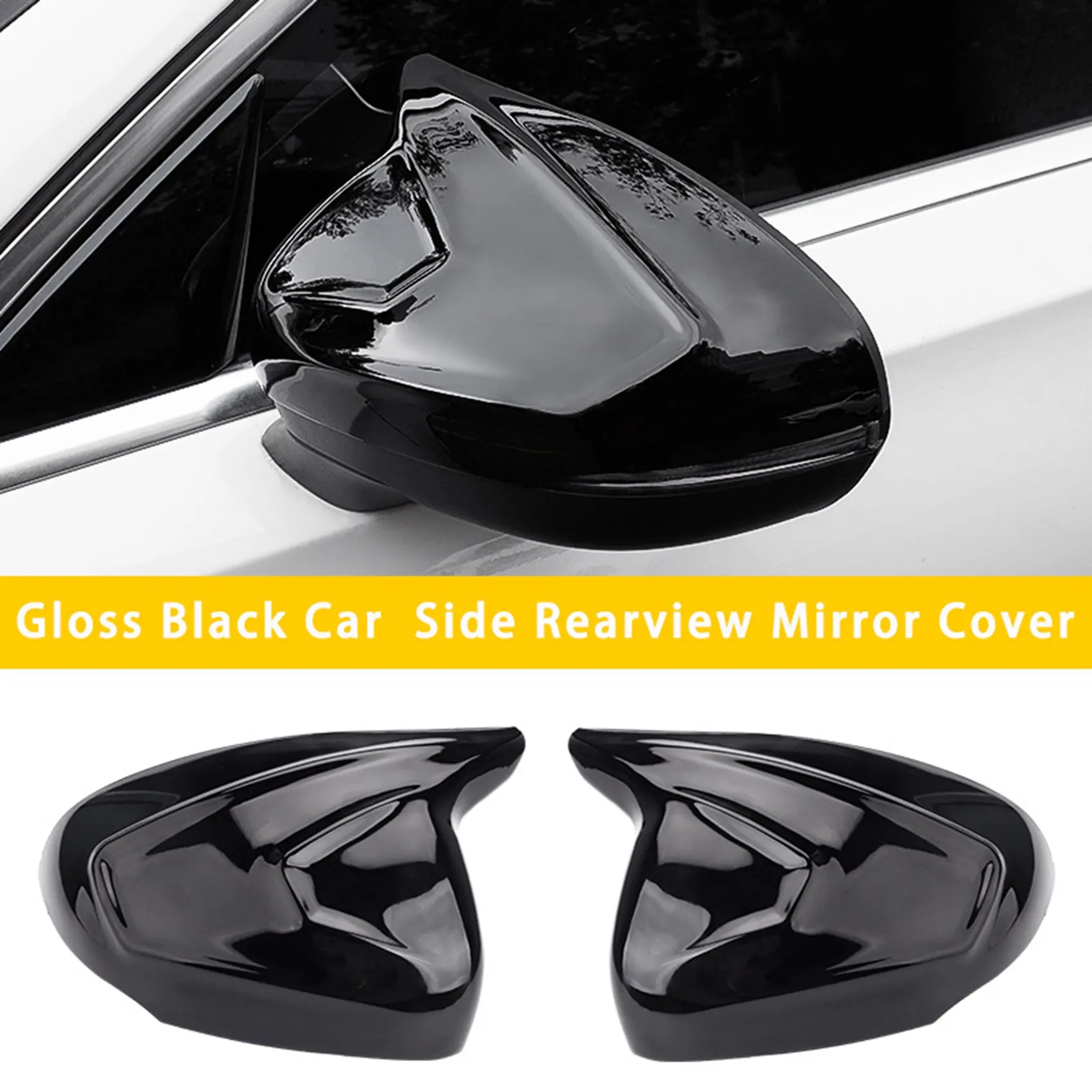 Gloss-Black-Car-Horn-Side-Rearview-Mirror-Cover-Shell-For-Mercedes-Benz ...