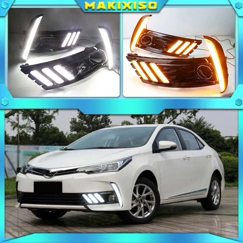 Car-Led-Daytime-Running-Lights-For-Toyota-Corolla-2017-fog-lamp-DC-12V ...