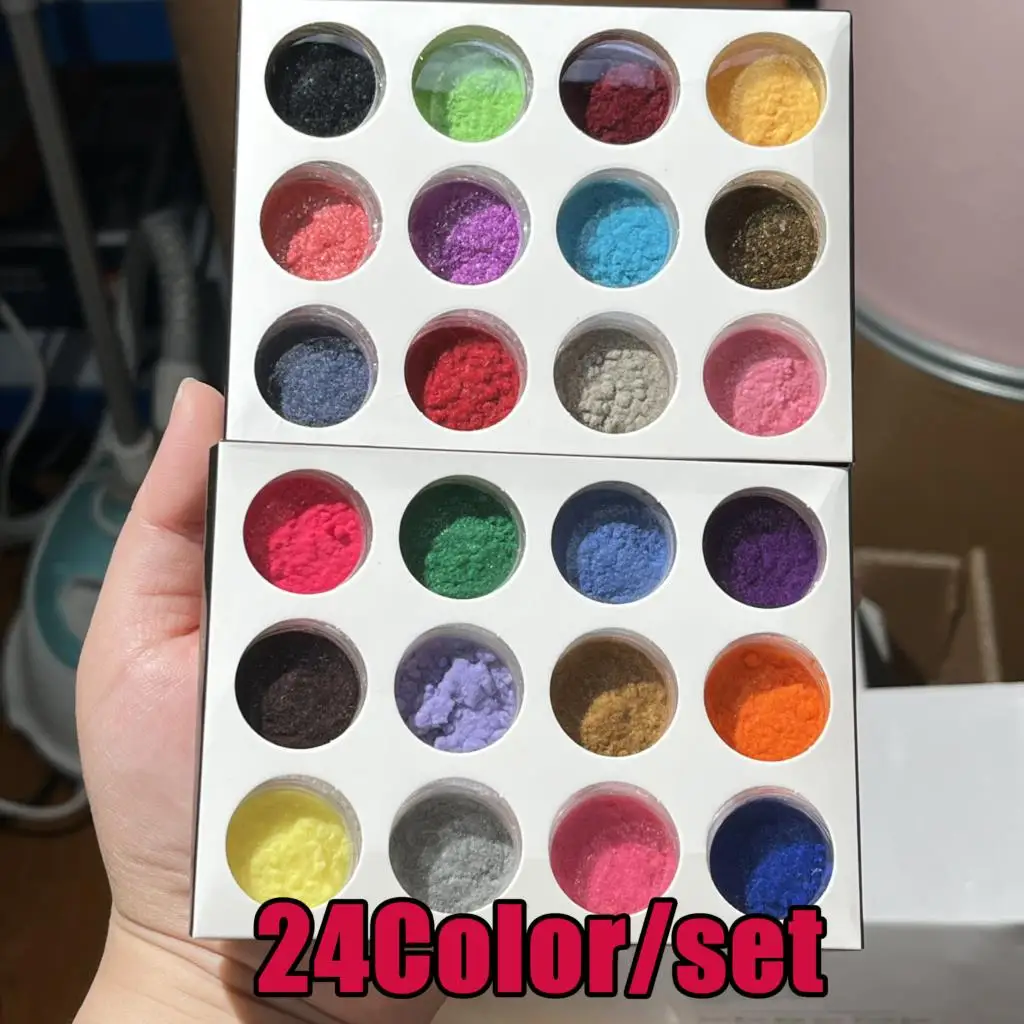 24Colors Flocking Velvet Nail Glitter Powder 0.6-0.8mm Velvet Powder ...