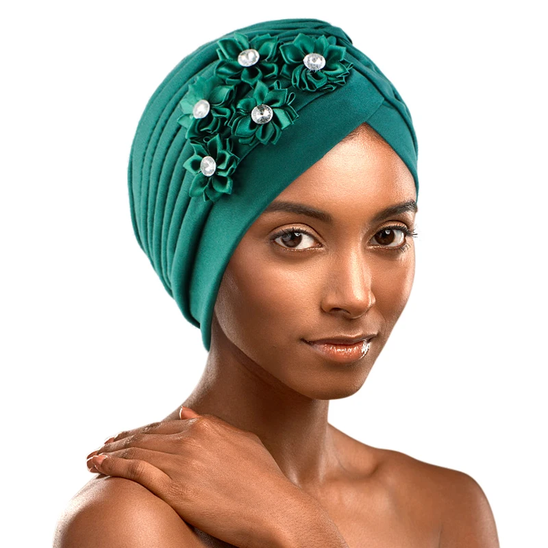 New-Elegant-Women-Rhinestoned-flower-Turban-Bonnet-Muslim-Hijab ...