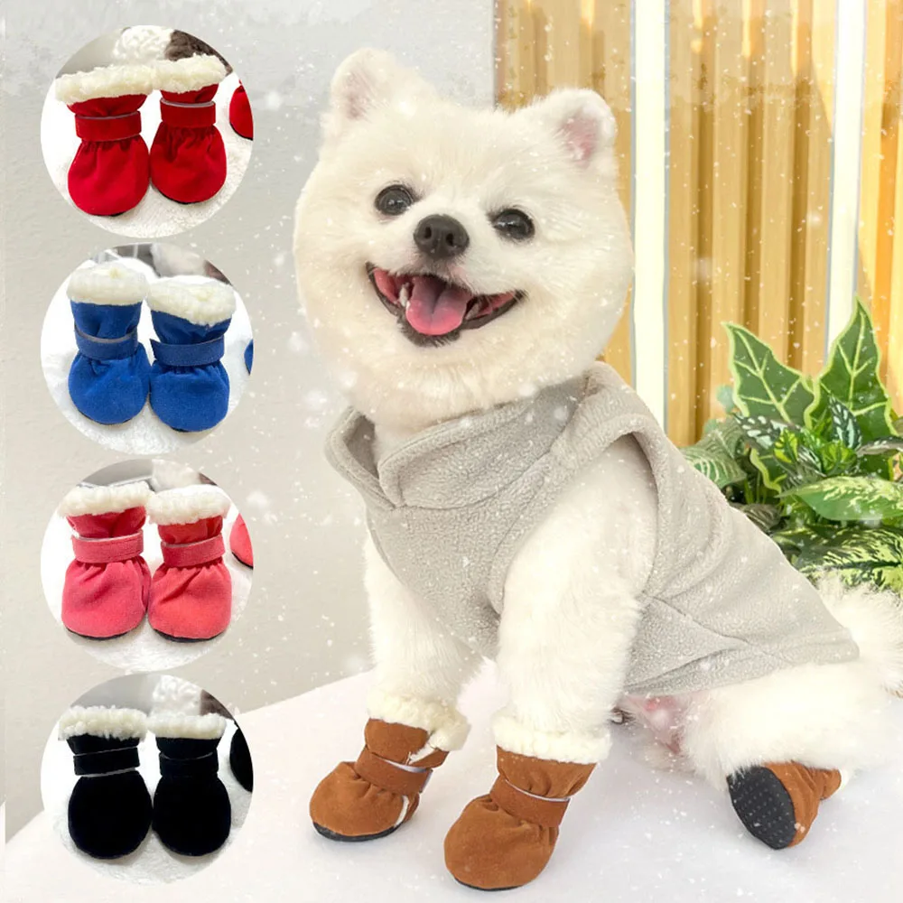 4pcs Dog Snow Boots for Winter Dogs Boots & Paw Protector Warm Puppy ...