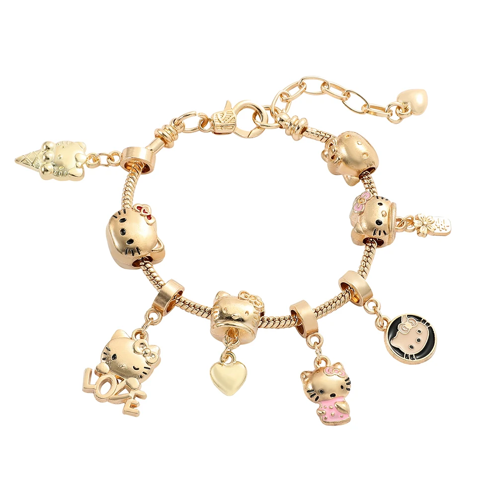 Pulseras-chapadas-en-oro-de-Hello-Kitty-con-dijes-para-mujer-joyer-a-de ...