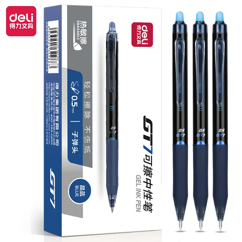 3Pcs-DELI-GT7-Erasable-Neutral-Pens-0-5mm-Gel-Pens-Black-Blue-Ink ...