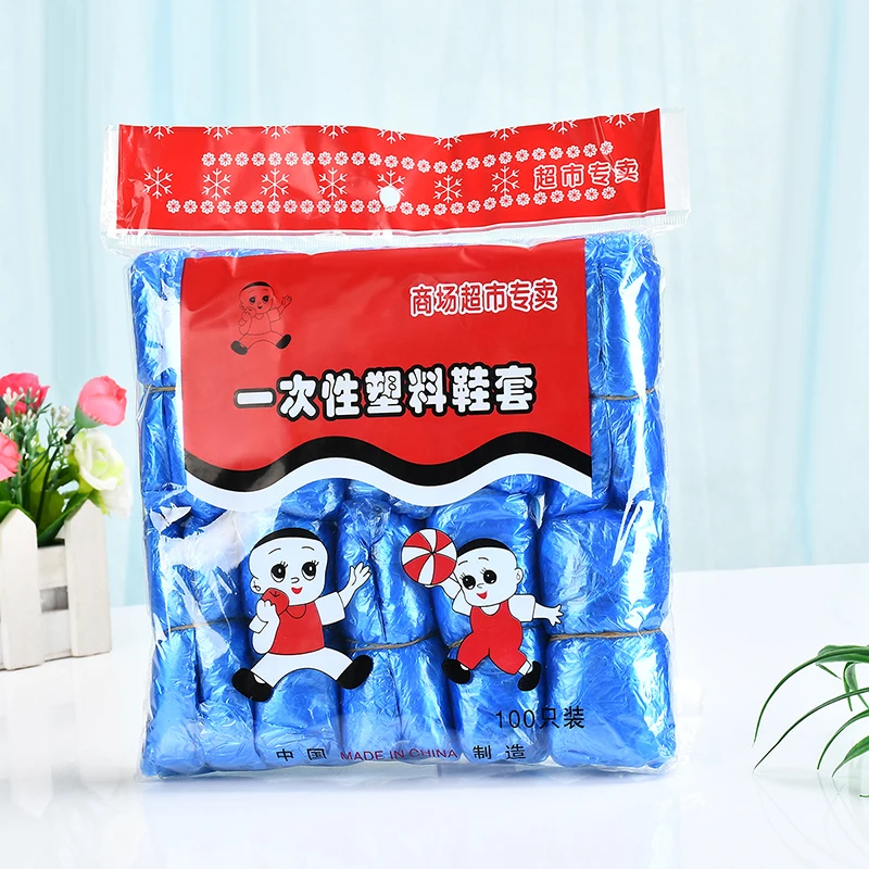 Plastic Shoe Cover 100pcs Pack Disposable Waterproof Dustproof Plastic Shoe Cover 100pcs Pack Disposable Waterproof Dustproof