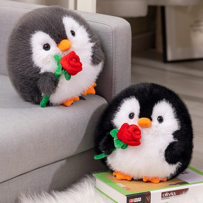 20cm Fluffy Round Penguin Plush Toys Stuffed Doll Animal Couple Penguin ...
