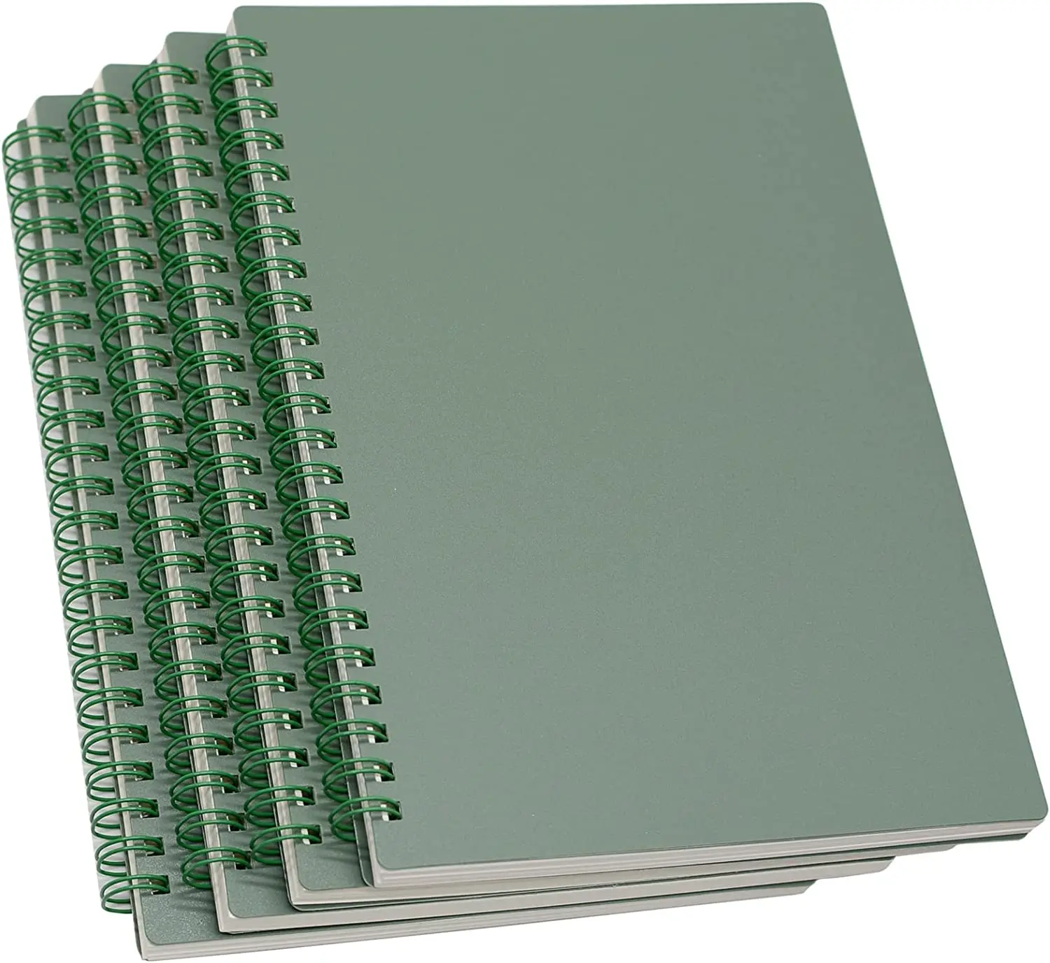 Spiral-Notebook-4-Pcs-A5-Thick-Plastic-Dark-Green-Hardcover-8mm-Ruled ...
