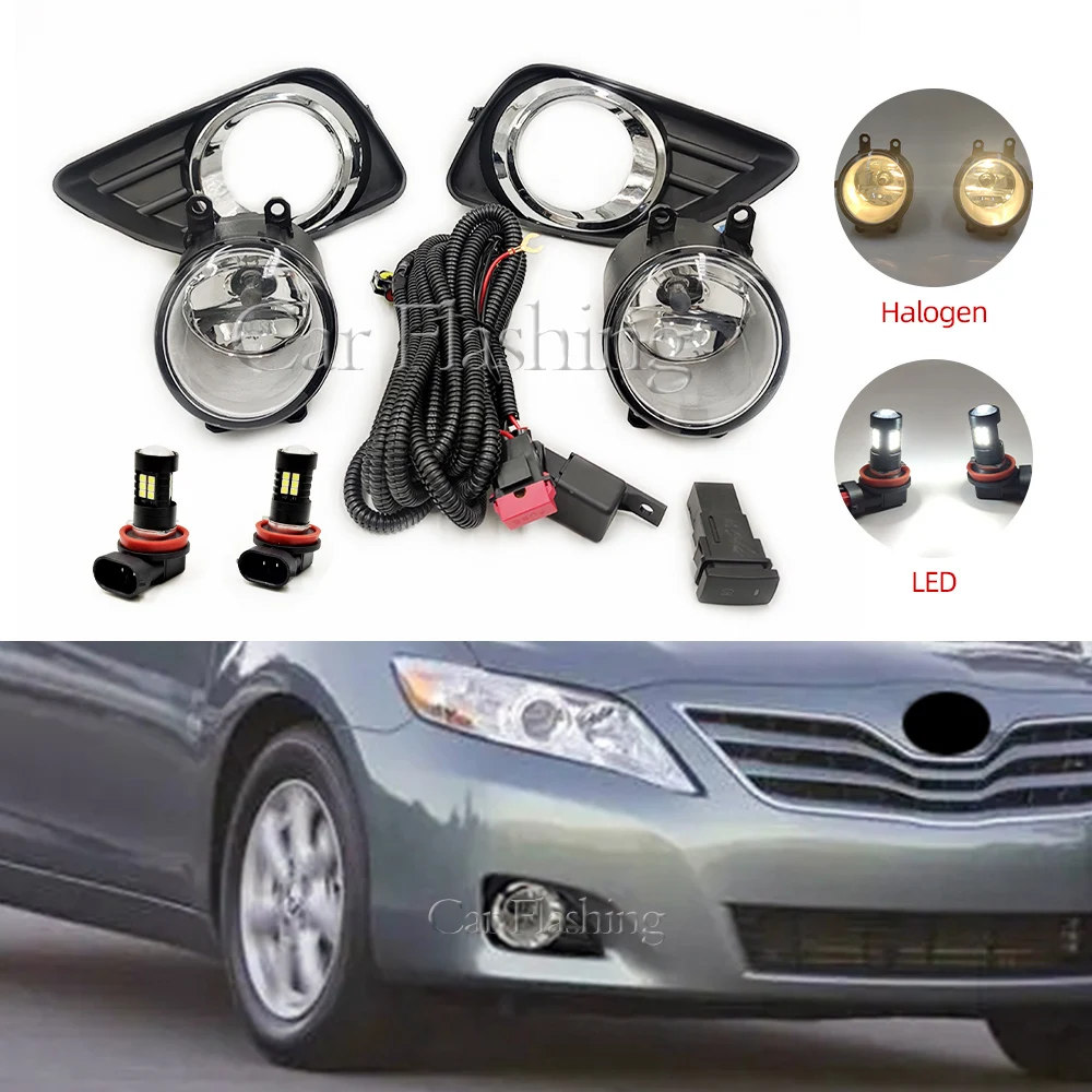 Car Flashing 1 Pair Car Front Fog Light Grille Foglamps Cover Trim ...