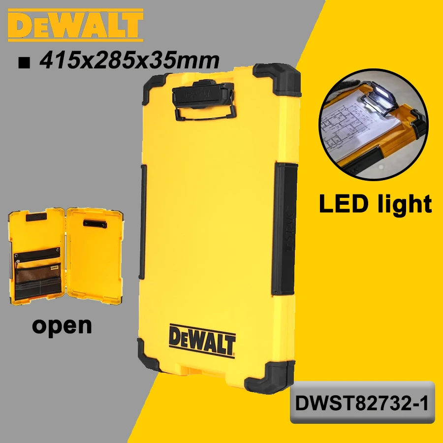 DEWALT-TSTAK-Clipboard-Organiser-with-LED-Light-Stacking-System-Folder ...