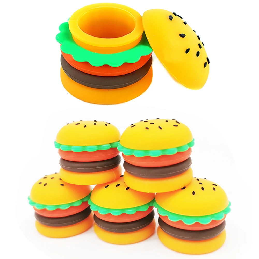 10Pcs-Silicone-Jar-5ml-Hamburger-Shape-Jars-Nonstick-Container-Bottle ...