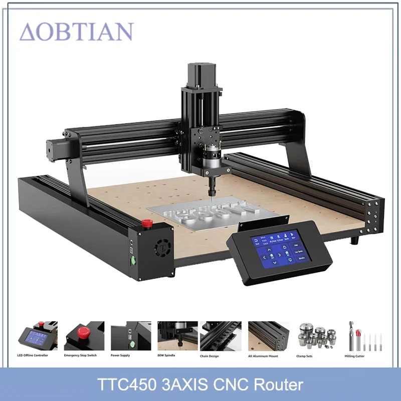 TTC450-3AXIS-CNC-Router-Milling-Cutting-Laser-Engraver-Spindle-Motor ...