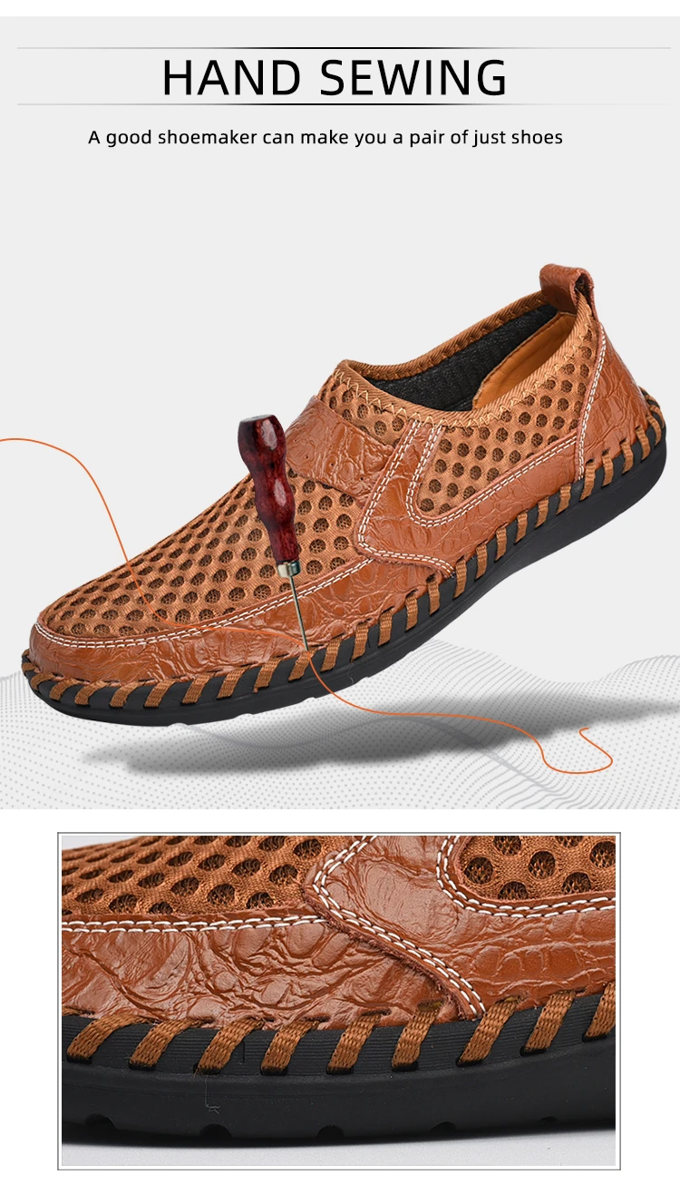 Two layer cowhide mesh shoes rubber soles soft soles breathable – Saudi ...