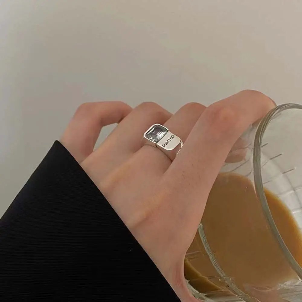 1-Pc-Titanium-Steel-Vintage-Finger-Ring-Good-Luck-Champagne-Silver ...