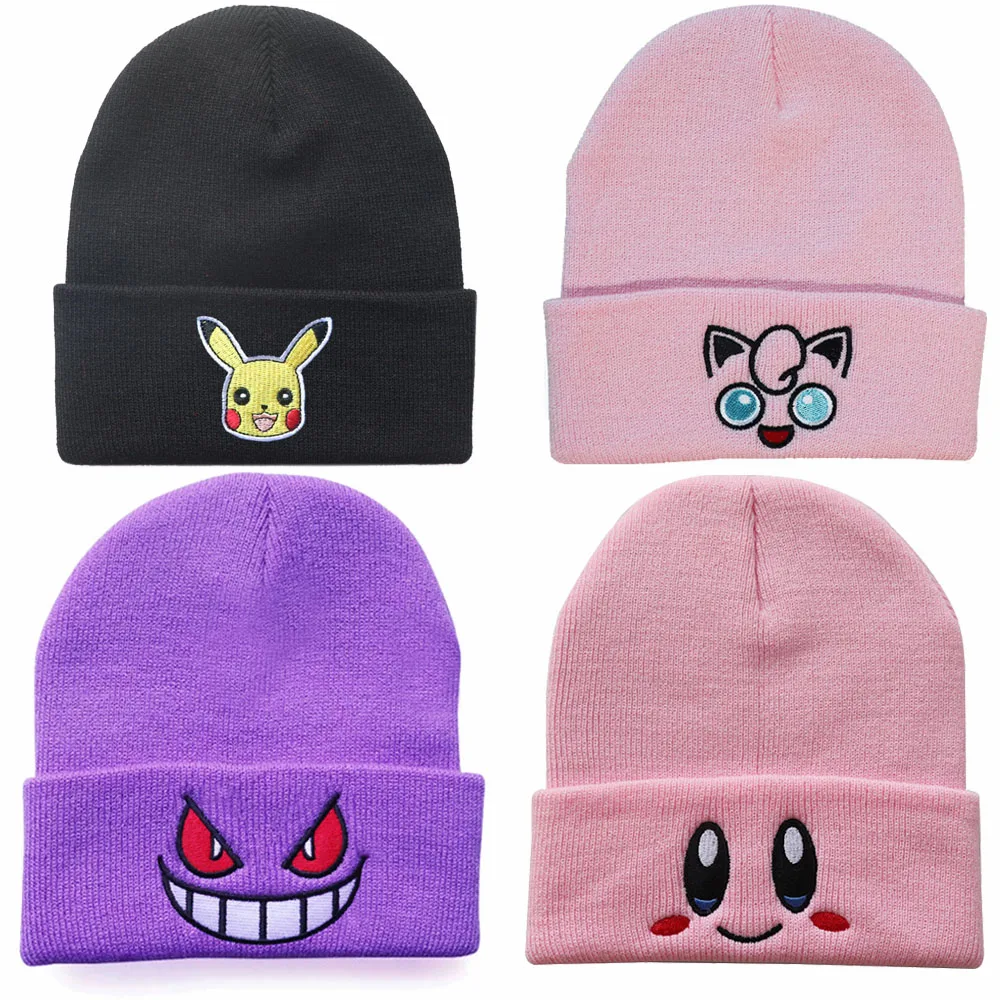 Anime-Kawaii-Pokemon-Pikachu-Jigglypuff-Gengar-Kirby-Couple-Wool-Hat ...
