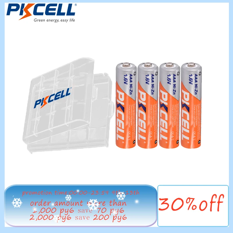 4PC PKCELL AAA 배터리 900mWh 1.6V Ni Zn AAA 충전식 배터리 장난감 1Pcs 배터리 상자 AA AAA ...