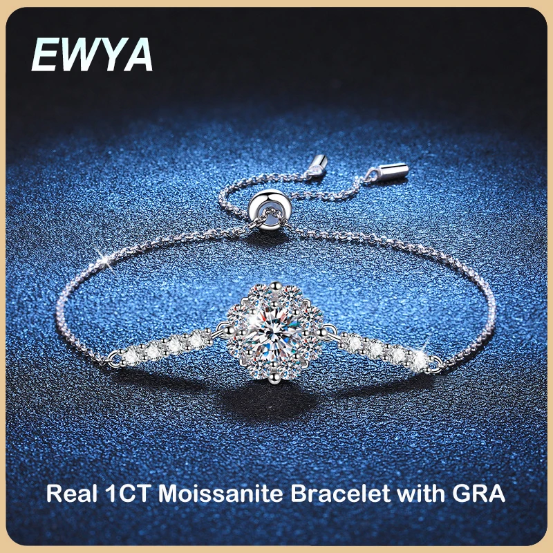 EWYA-pulsera-de-moissanita-con-certificado-GRA-Real-para-mujer-joyer-a ...