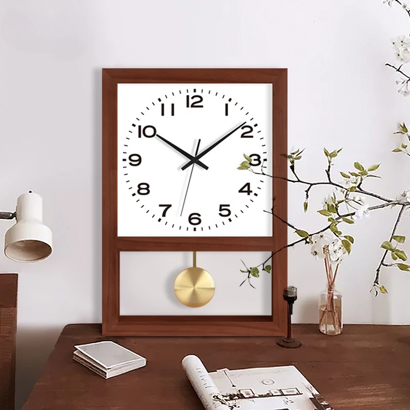 Japanese-retro-solid-wood-clock-household-living-room-square-art-table ...