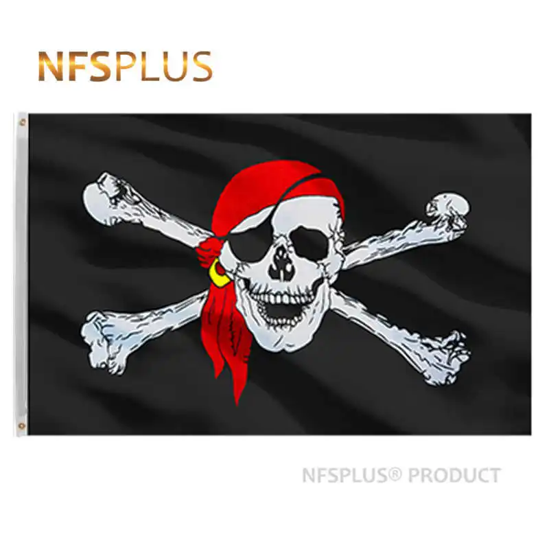 Black Red Pirate Flag | Polyester Pirate Flag | Polyester Banners | Red ...