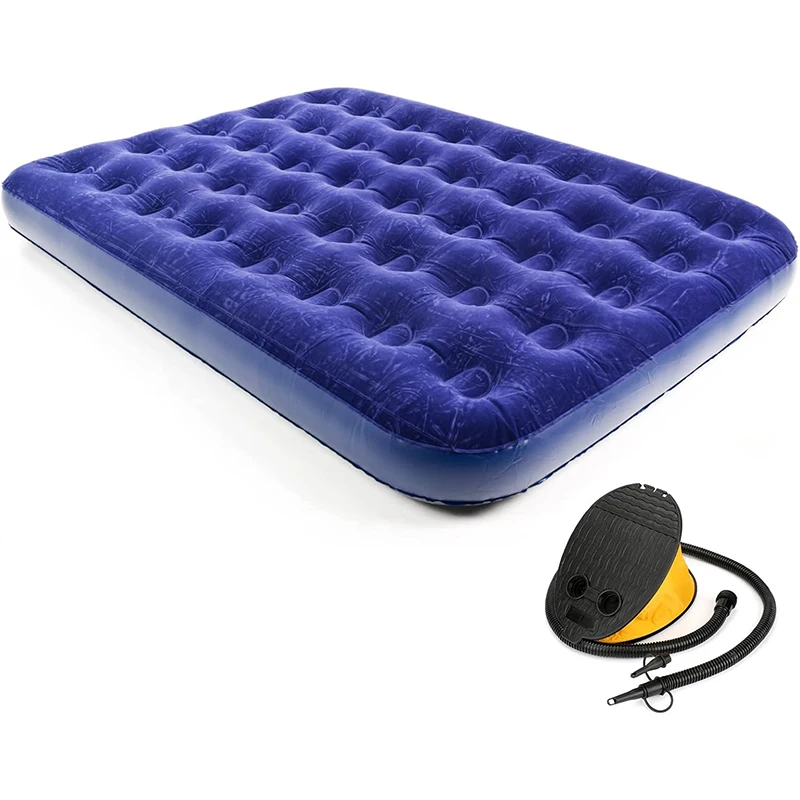 Colch-n-inflable-azul-superficie-flocada-cama-de-viaje-almohadilla-para ...