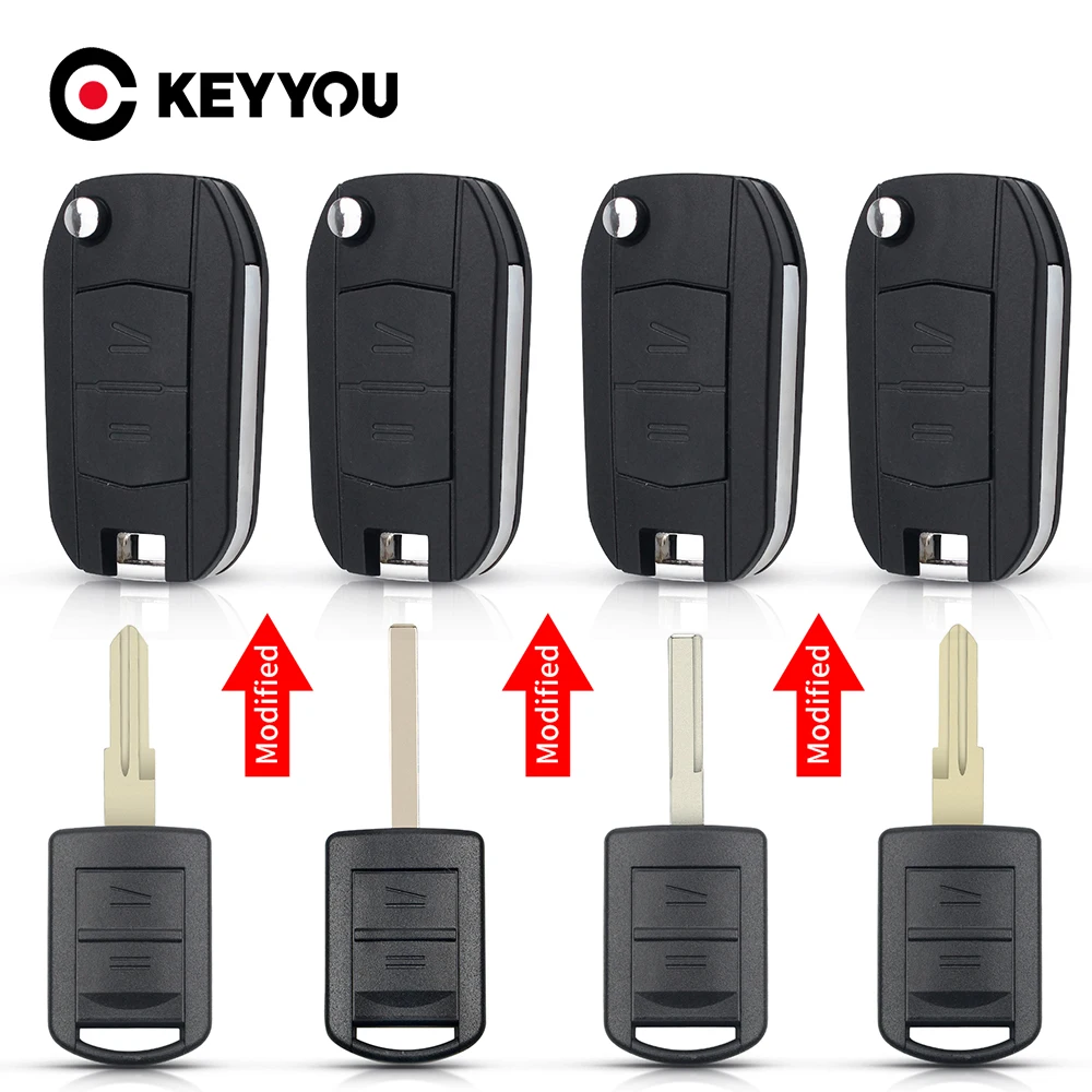 KEYYOU 2 Buttons Flip Folding Remote Car Key Fob Case Shell Case For ...