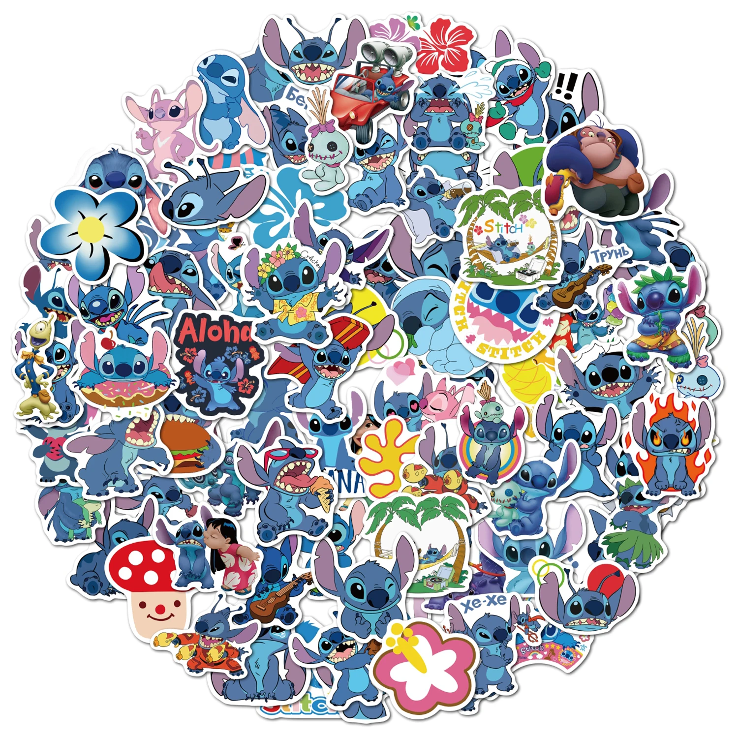 10/50/100Pcs Cute Stitch Vinyl Stickers Disney Laptop Phone Skateboard ...