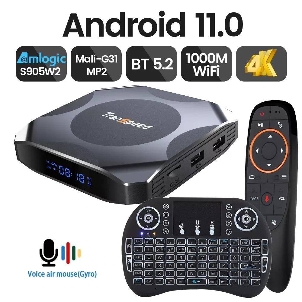 Transpeed Android 11 TV BOX BT5.2 3D Fast Dual 1000M WiFi 4K 4GB 64GB ...