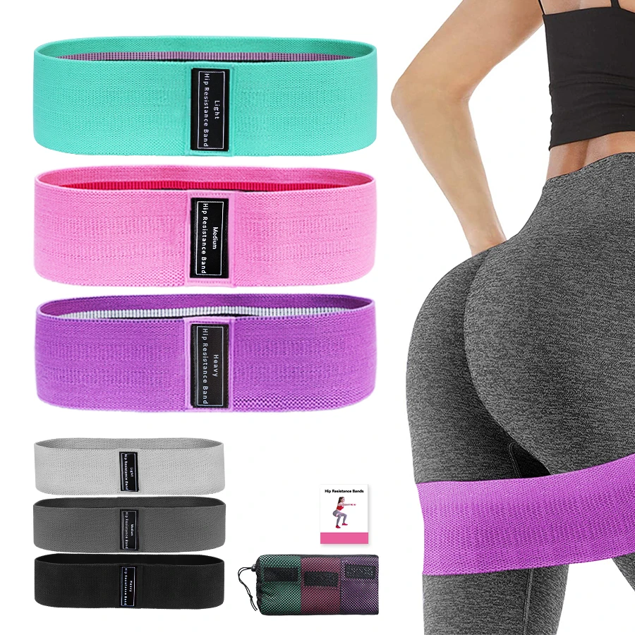 Fabric Resistance Hip Booty Bands Glute Thigh Elastic Workout Bands ...