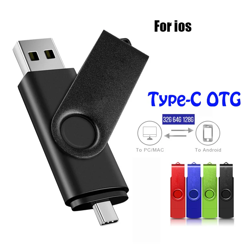 USB2-0-Type-C-OTG-Plastic-Adapter-Pen-Drive-128GB-USB-Stick-64GB-32GB ...