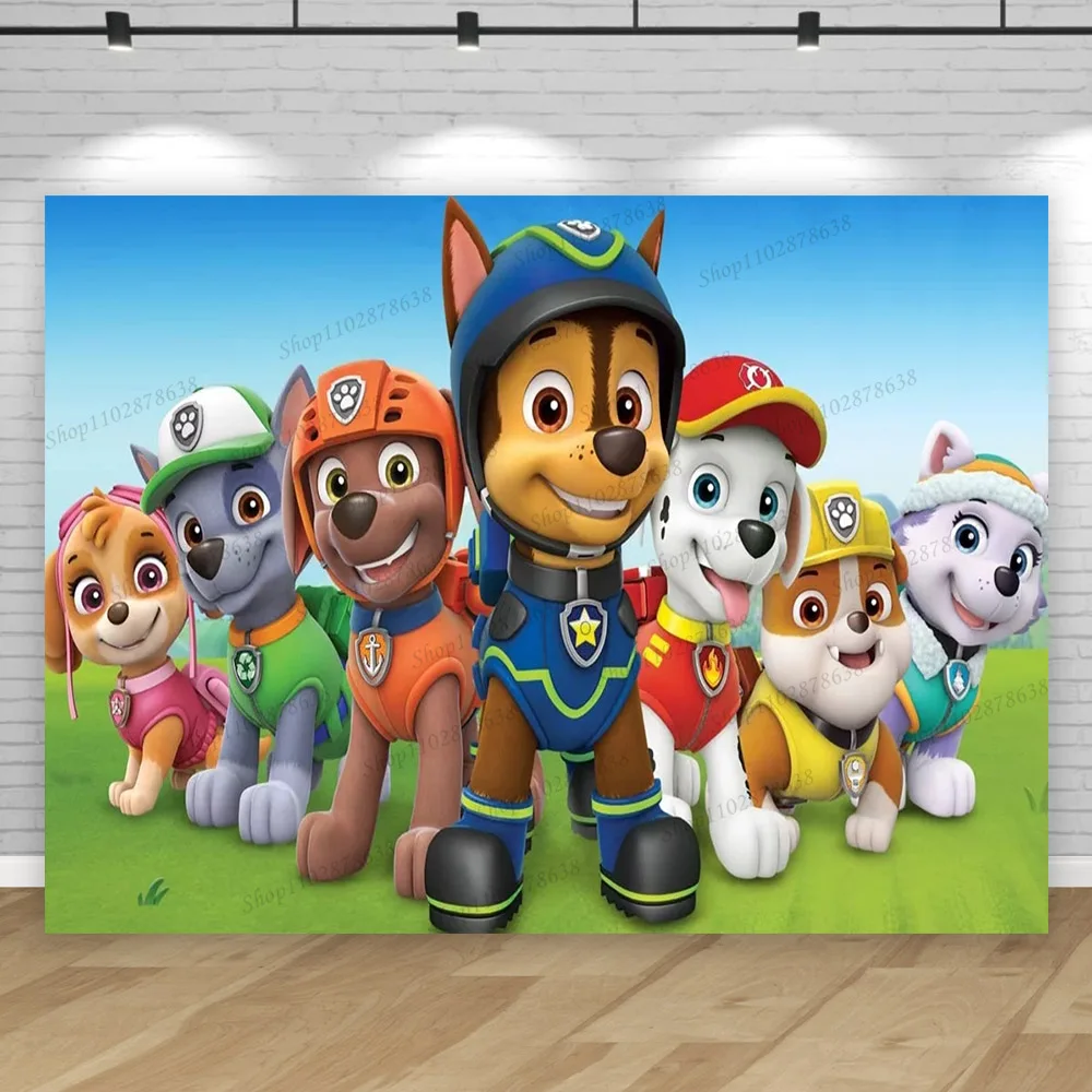 Decoraciones de fondo de la película Paw Patrol para fotografía de fiesta de primer cumpleaños ...