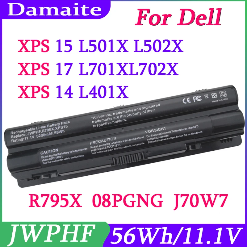 JWPHF R795X 9 Cells Laptop Battery For DELL XPS 14 15 17 L501X L502X ...
