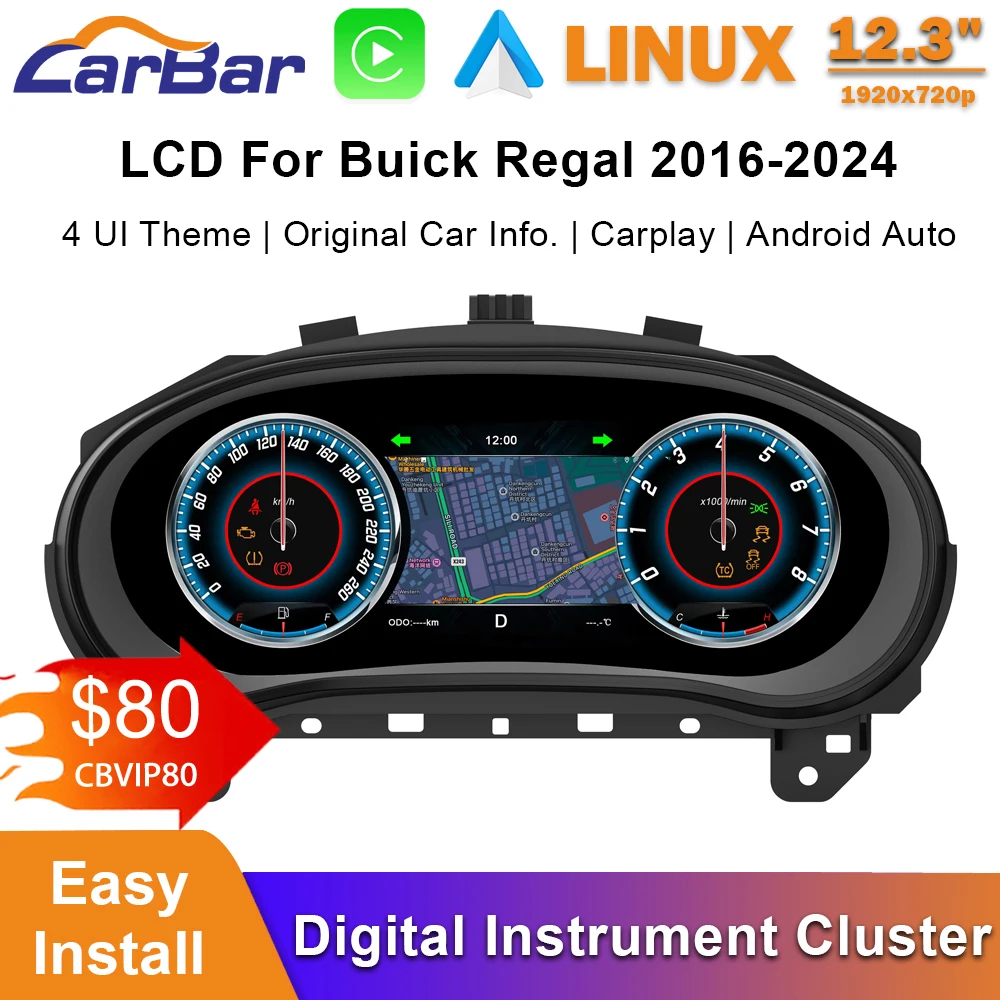 Carbar 12.3" LCD Dashboard Screen Buick Regal 2016-2024 FOR OPEL Car ...