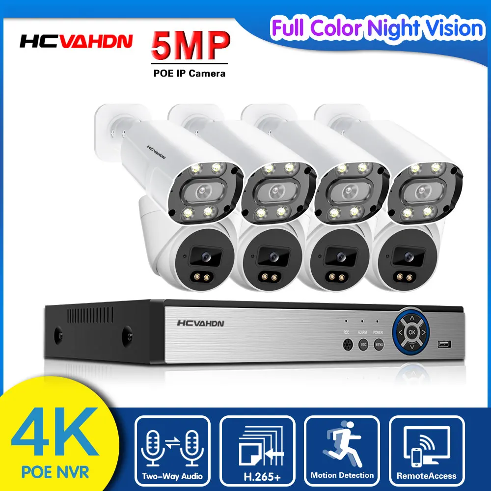 5MP POE IP Camera System Outdoor 8CH 4K NVR Dome Bullet Network ...