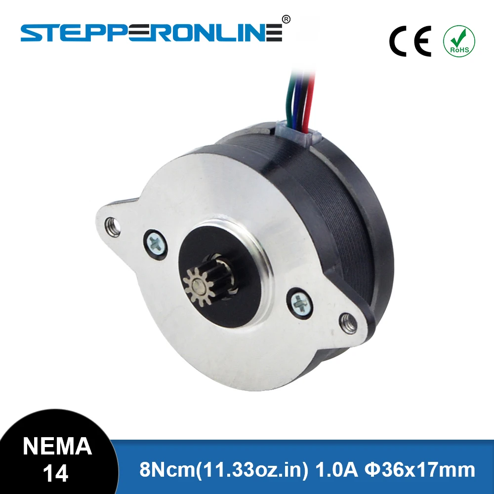 Round Nema 14 Stepper Motor Bipolar 0.9deg 8Ncm 1.0A Φ36x17mm 4 Wires ...