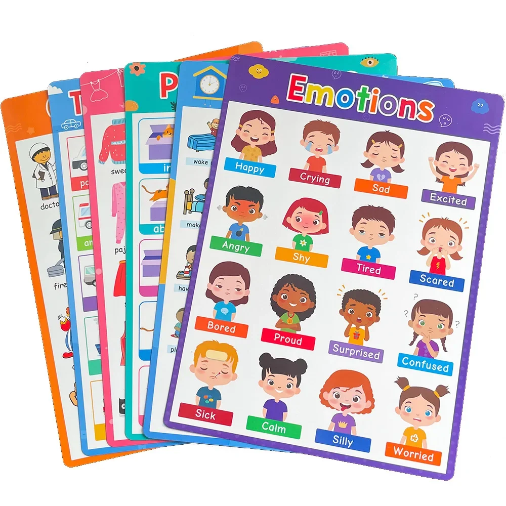 20 Themed Posters Set, A4 English Animal Fruit Emotion Preposition ...