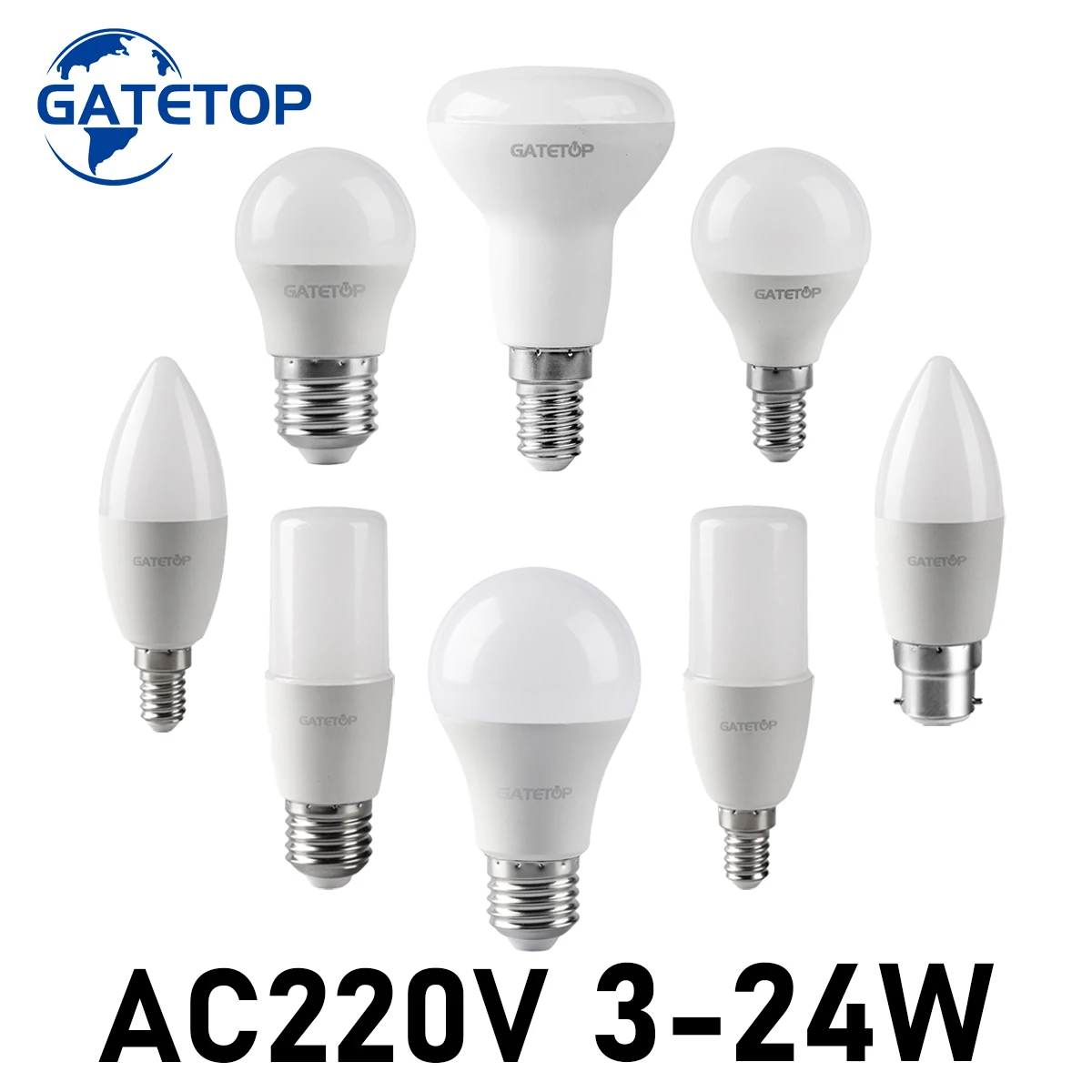 LED Energy Saving Bulb AC220V E14 E27 B22 3w 24w 3000K 4000K 6000K Lamp ...