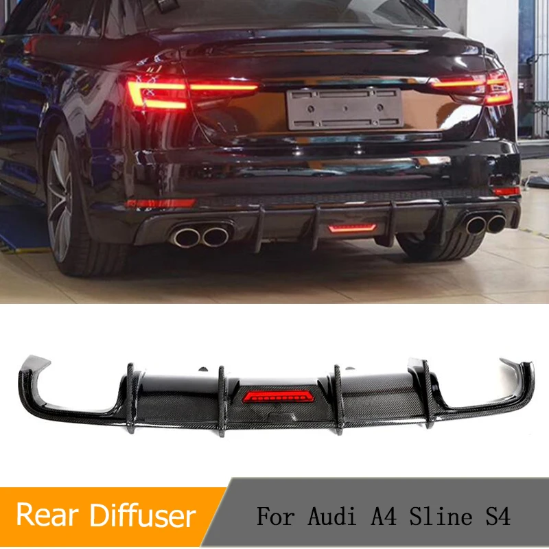 For-S4-Carbon-Fiber-Rear-Bumper-Diffuser-Lip-Spoiler-For-Audi-A4-B9 ...
