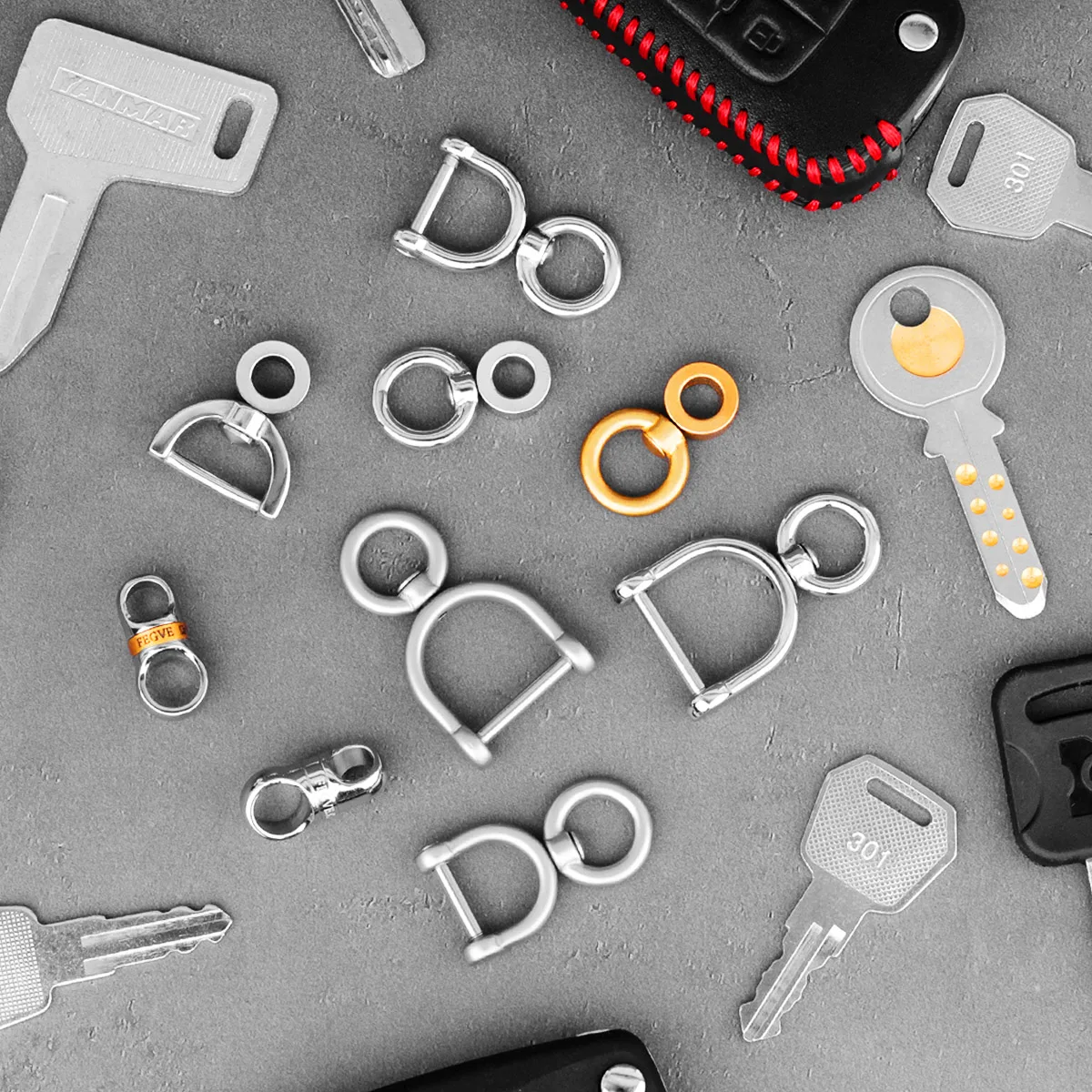 Real-Titanium-Key-Chain-Stainless-Steel-Spin-360-Degree-Rotation-Key ...