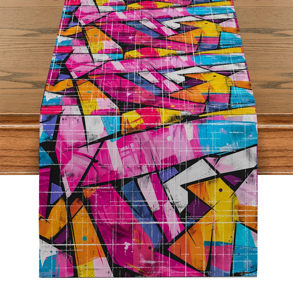 Watercolor-Geometric-Style-Table-Flag-Colorful-Graffiti-Tablecloth-Home ...