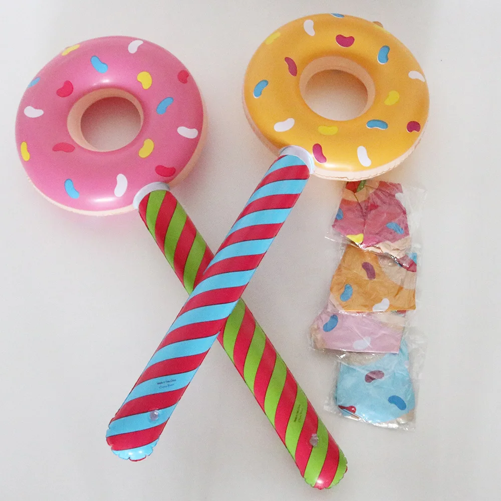 80cm Donut Inflatable Balloon Sticks Sweet Girls Doughnuts Party Ballon ...