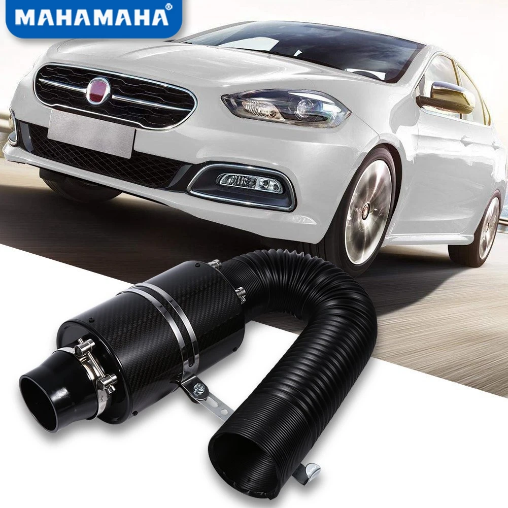 76mm-Car-Universal-Racing-Carbon-Fiber-High-Flow-Cold-Air-Filter-System-Intake-Induction-Pipe ...
