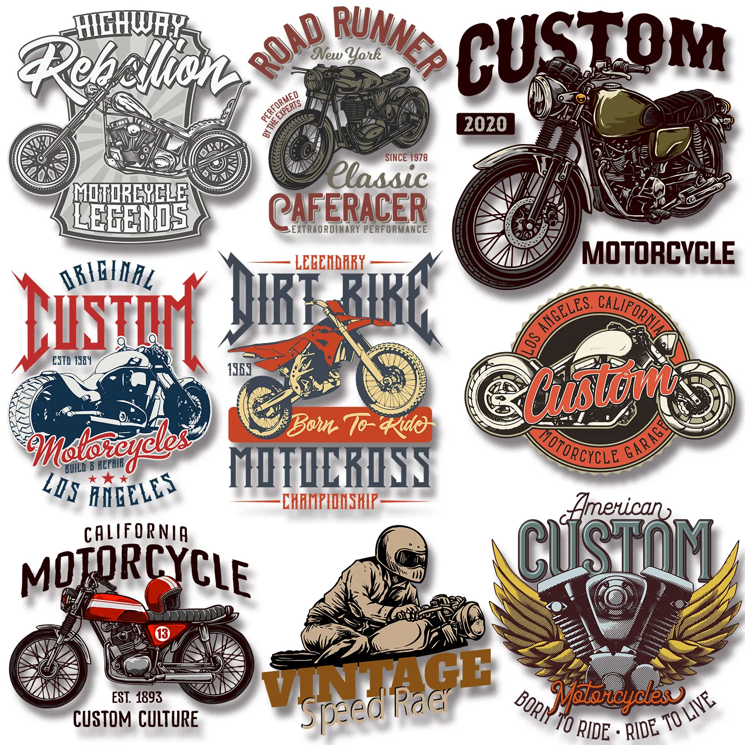 Motorcycle Custom Culture Heavy Metal Iron on Patches Clothes for Men ...