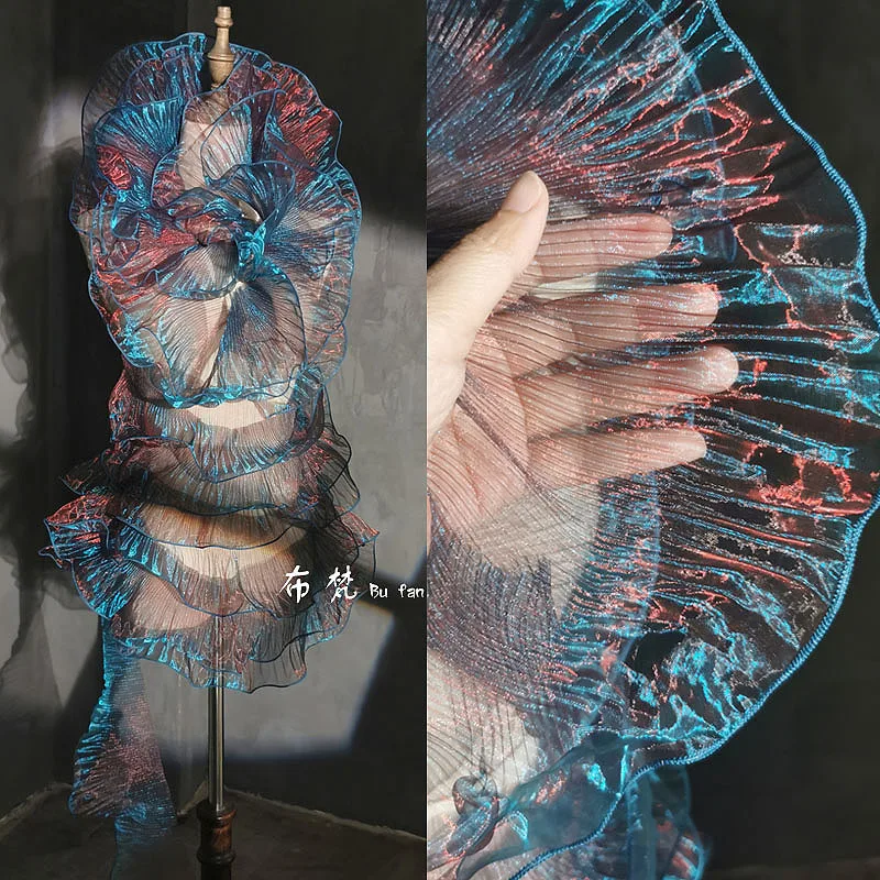 Organza-Transparent-Big-Wave-Lace-Three-dimensional-Pleated-Ruffles ...
