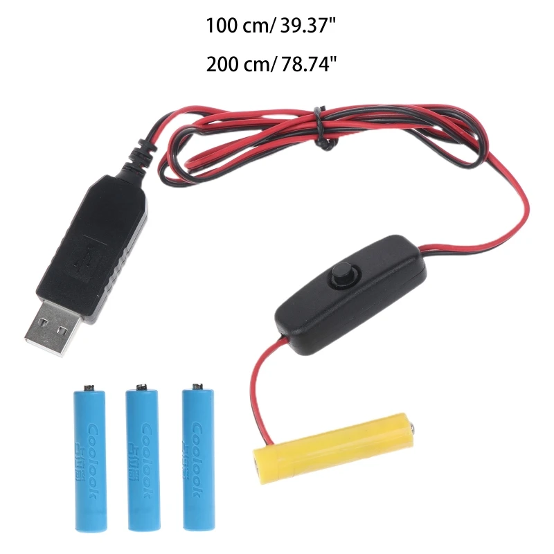 4 AAA Dummy Battery Adapter USB Power Supply Switch Cable Replace 4 AAA ...