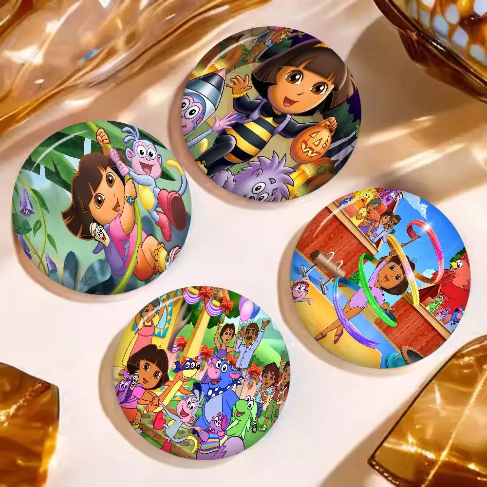 D-Dora The E-Explorer Cartoon Photo Brooches Creative Round Badge Gifts ...