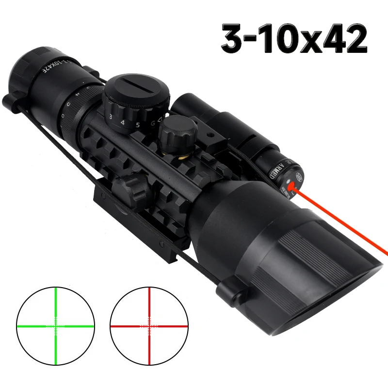Tactical-Hunting-Airsofts-Riflescope-3-10x42E-Air-Gun-Red-Green-Dot ...