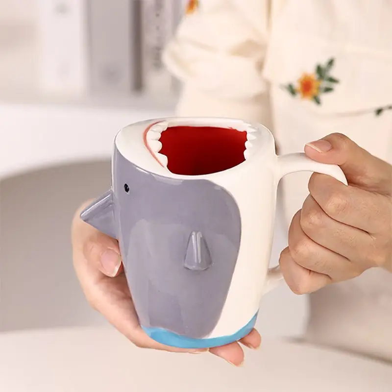 Fun Big Shark Cup 3D Biomimetic Shark Shaped Ceramic Cup Novel High ...