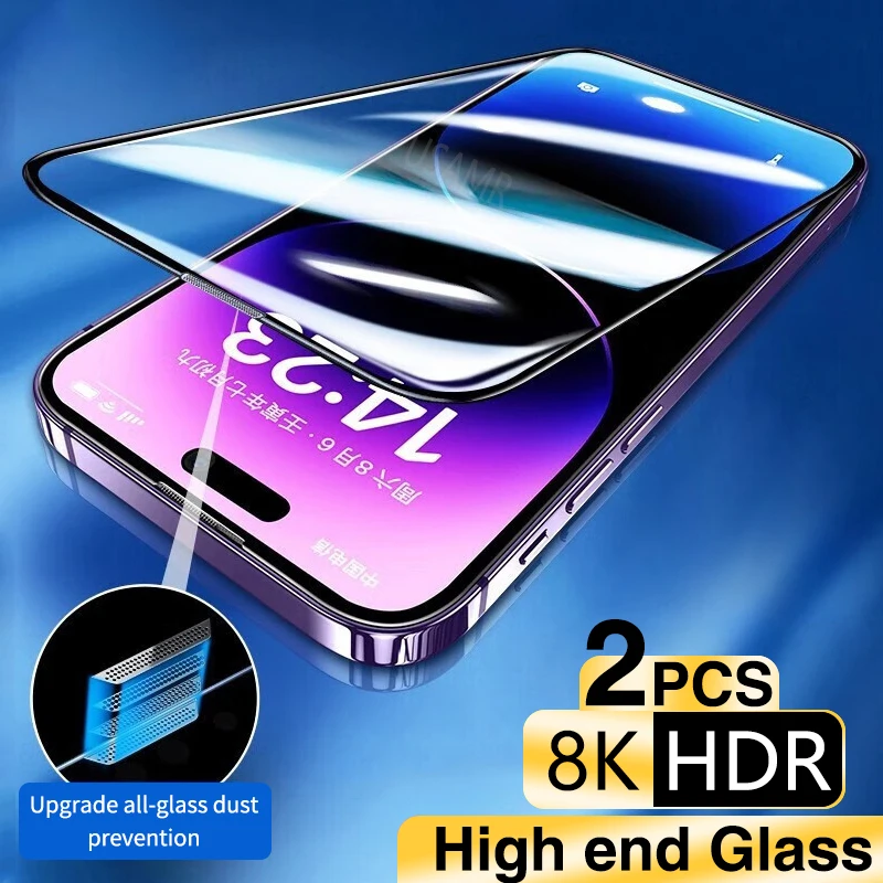 2PCS-With-Smooth-Coating-Full-Cover-Screen-Protector-on-For-iPhone-14 ...